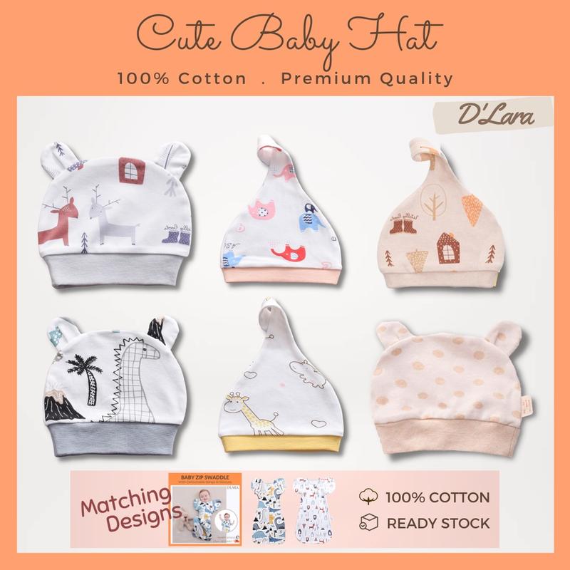D'LARA Baby Hat Topi Baby | 100% Soft Cotton | Matching Swaddle ...