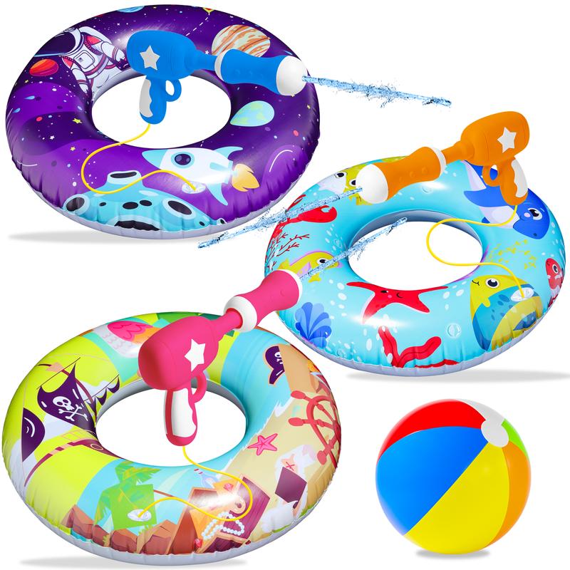 Kids' Pool Floats with Water Guns & Beach Ball, Inflatable Swim Tubes ...