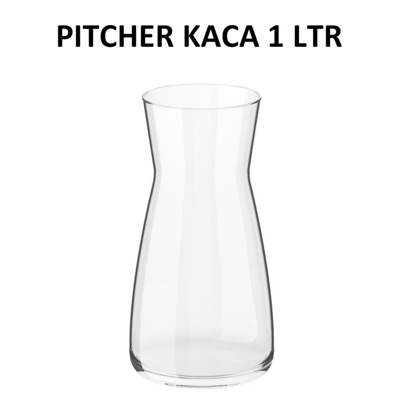 Pitcher Kaca 1 Liter Karafe Minuman Vas Bunga Transparan Bening Tinggi ...
