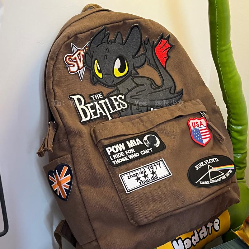 Spicy Girl's Homemade American Retro Style Godzilla Monster Backpack ...