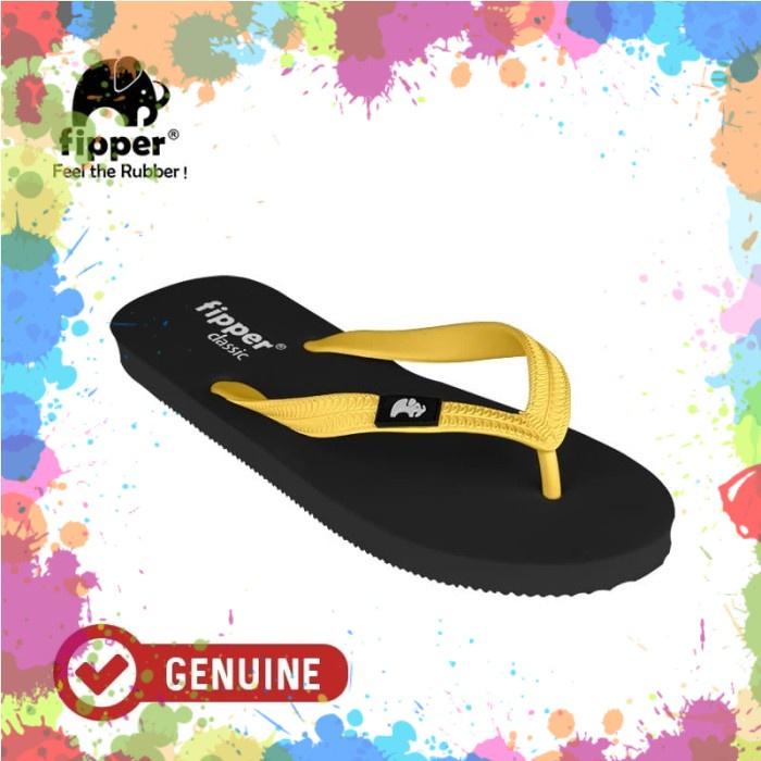 sandal Fipper Classic / Sandal Jepit Unisex / Black - Yellow - Shop ...