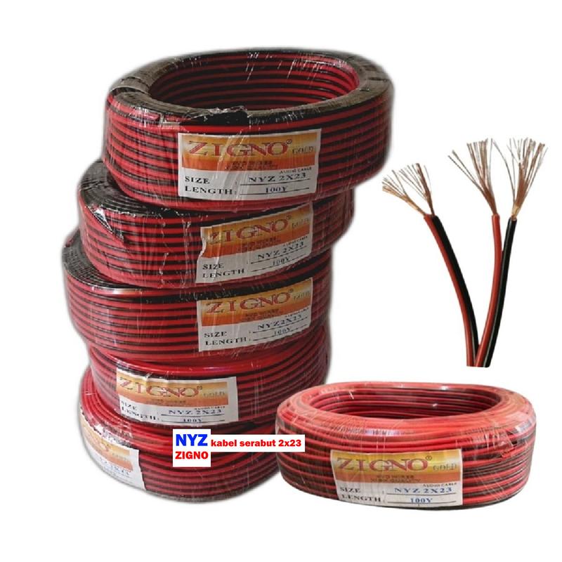 Kabel Listrik Serabut Merah Hitam NYZ 2 x 23mm 1 Roll 100m plastik ...