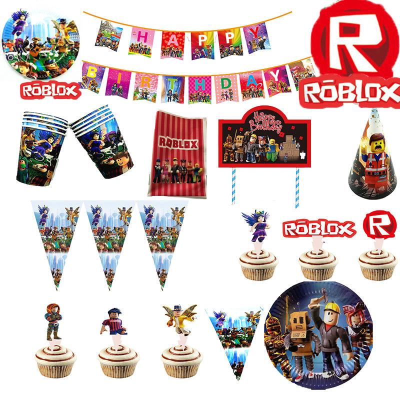 Game Theme Roblox Party Supplies Kids Birthday Banners Toppers - TikTok ...