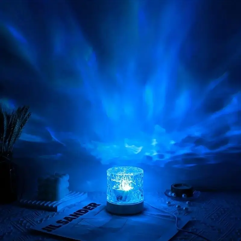 Rotating Water Pattern LED Night Light, 1 Piece Color-Changing Flame ...