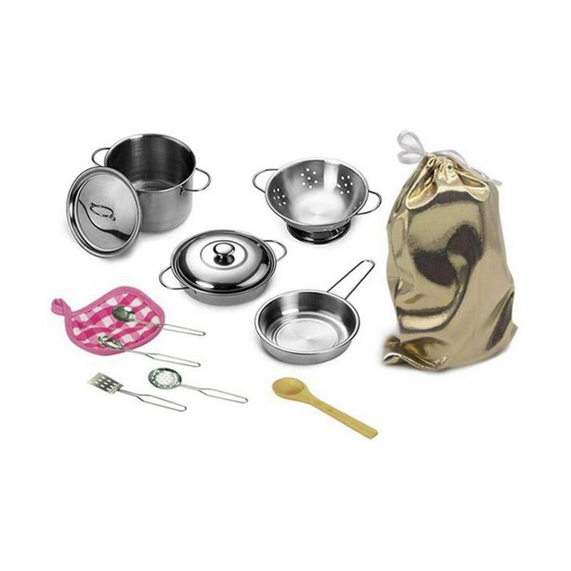 12 Pieces Pots and Pans Toys Simulation Stainless Steel Toys Play Pots ...