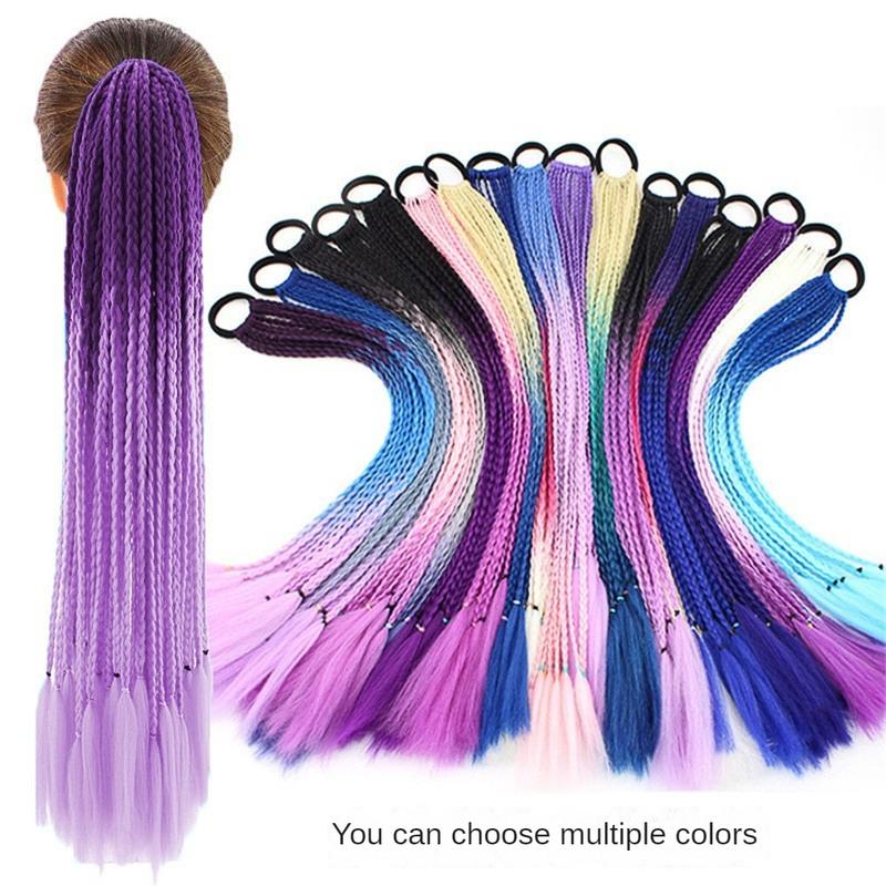 Gradient Three-strand Braids Dreadlocks Ponytail Wigs Colorful - TikTok ...