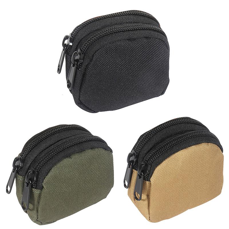 Nylon Double Zipper Pocket Coin Purse Men Outdoor Pouch Lightweight ...