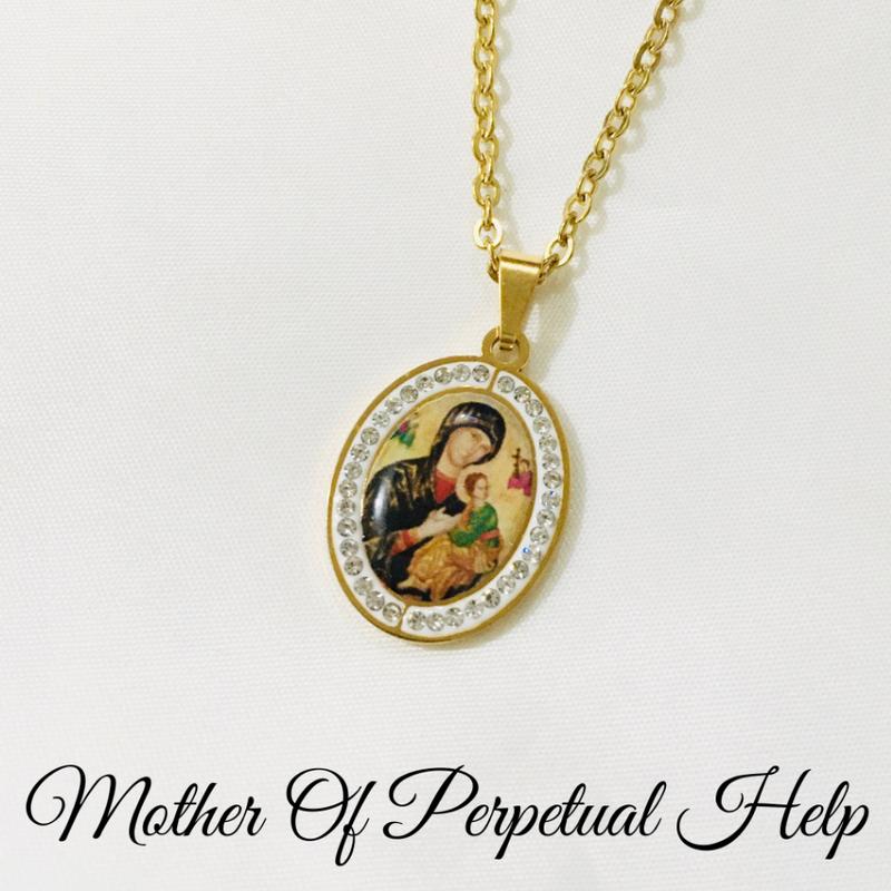 Mother of Perpetual Help Stainless Necklace Blessed Virgin Mary ...