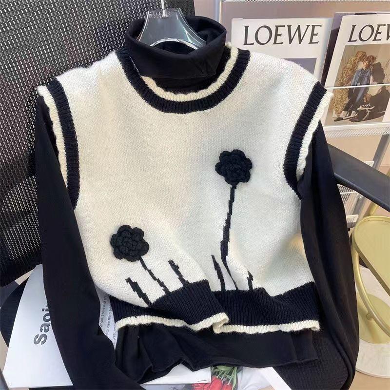Fall 2024 New round Neck Sleeveless Small Sweater Three-Dimensional ...