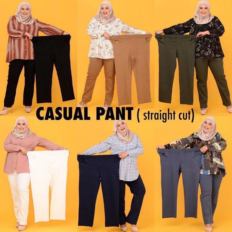 STRAIGUT CUT CASUAL PANT (8887) Kain Stretchable - TikTok Shop Malaysia