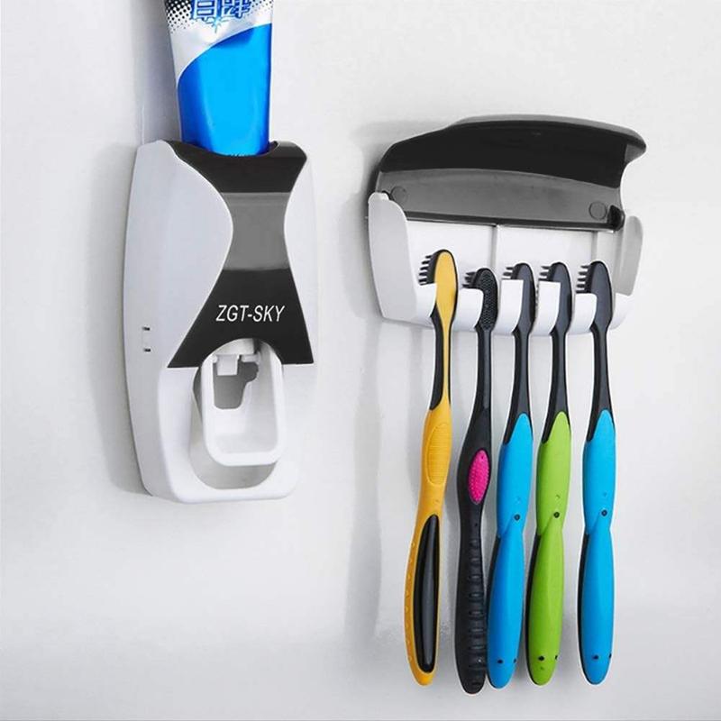 Sanapo Bathroom Wall Mounted 5 Slot Toothbrush Holder Dispenser ...