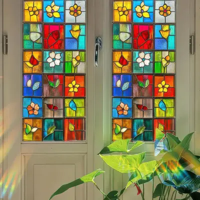Mountain Scene Stained Glass Window Film
