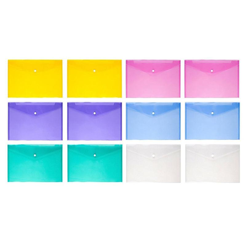 12Pcs Multi File Envelope A4 Plastic PVC Snap Button File Ba - TikTok ...
