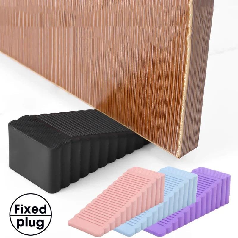 8 Colors Anti Slip Fixed Rubber Door Stopper Home Safe Silicone Wedge ...
