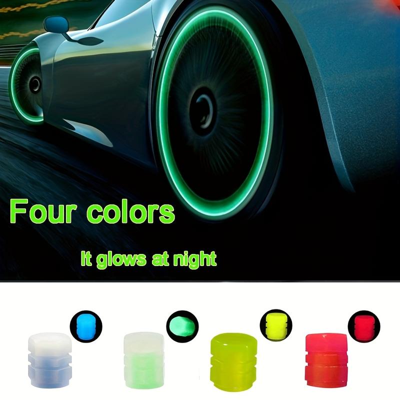 4 Glow Valve Caps Fluorescent Night Glow Car Motorcycle Bicycle ...