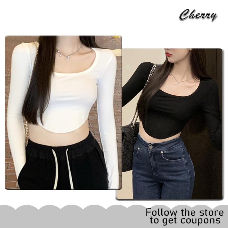 Crop tops long sleeve top tshirt inner wear cropped crop top - TikTok ...