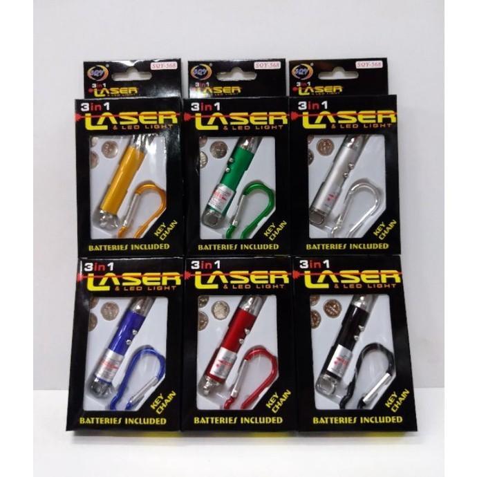 Laser & LED Light 4in1 Key Chain Mini Laser Pen LED Light Mainan ...