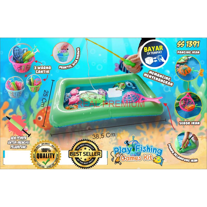 Mainan Anak Pancingan Ikan Magnet 1391 Plus Kolam Pompa dan Keranjang ...