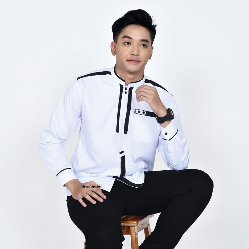 Elrumi Baju Koko Muslim Atasan Pria Dewasa Lengan Panjang Bahan - Shop ...