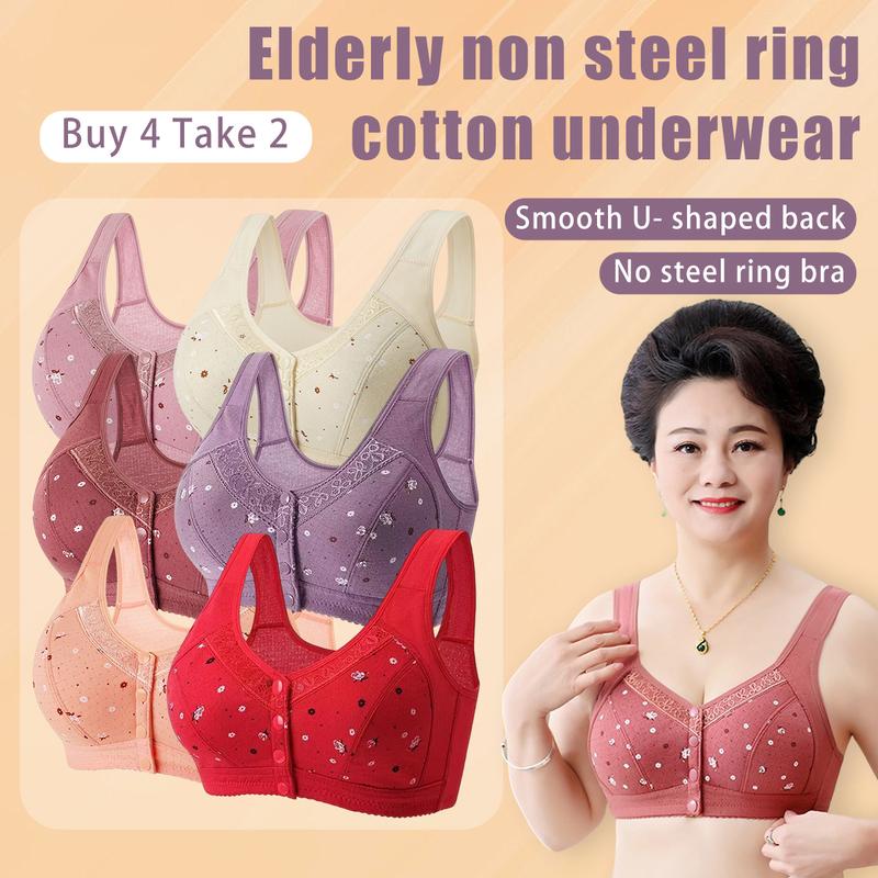 【Buy 4 Take 2】 Push Up Bras Women Middle-Aged Elder Woman Floral ...