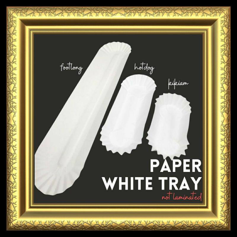 White Hotdog Kikiam Takoyaki Footlong Paper Plate Tray for Fries ...