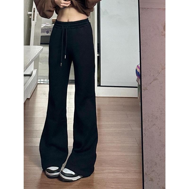 Seluar Bootcut, Hitam, Untuk Wanita, Pinggang Tinggi, Terkulai ...