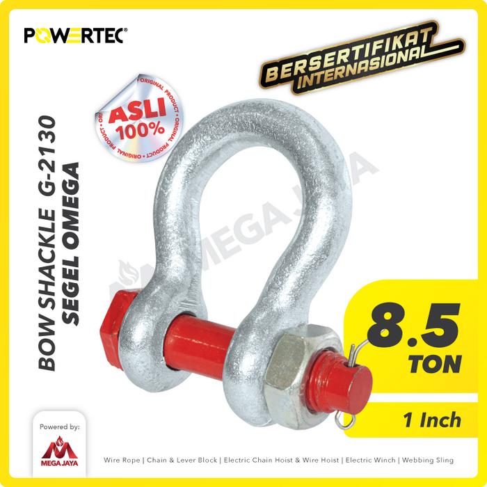 Promo POWERTEC Bow Shackle Omega G2130 8.5 Ton - 1" Segel Bolt Type ...