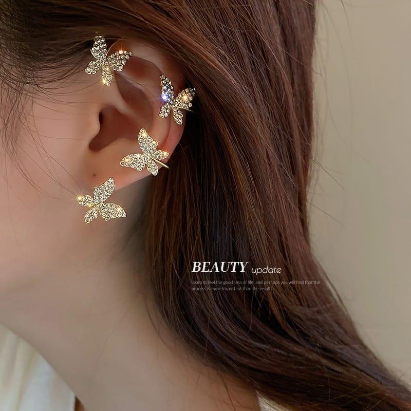Korean Butterfly Earrings For Women Crystal Tassel Ear Hanging - Shop ...