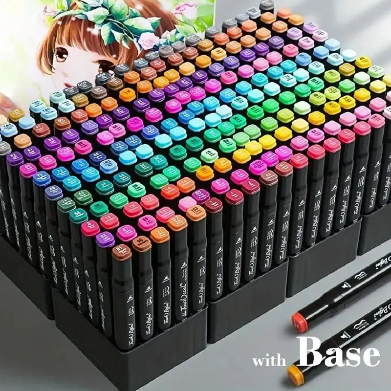 Dual Brush Marker Pen Set, 168pcs/set Spring Oil-based Double-ended ...