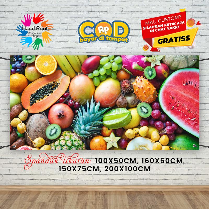 Cetak Spanduk Banner Buah Buahan Polos MMT Spanduk Custom 200x100 ...