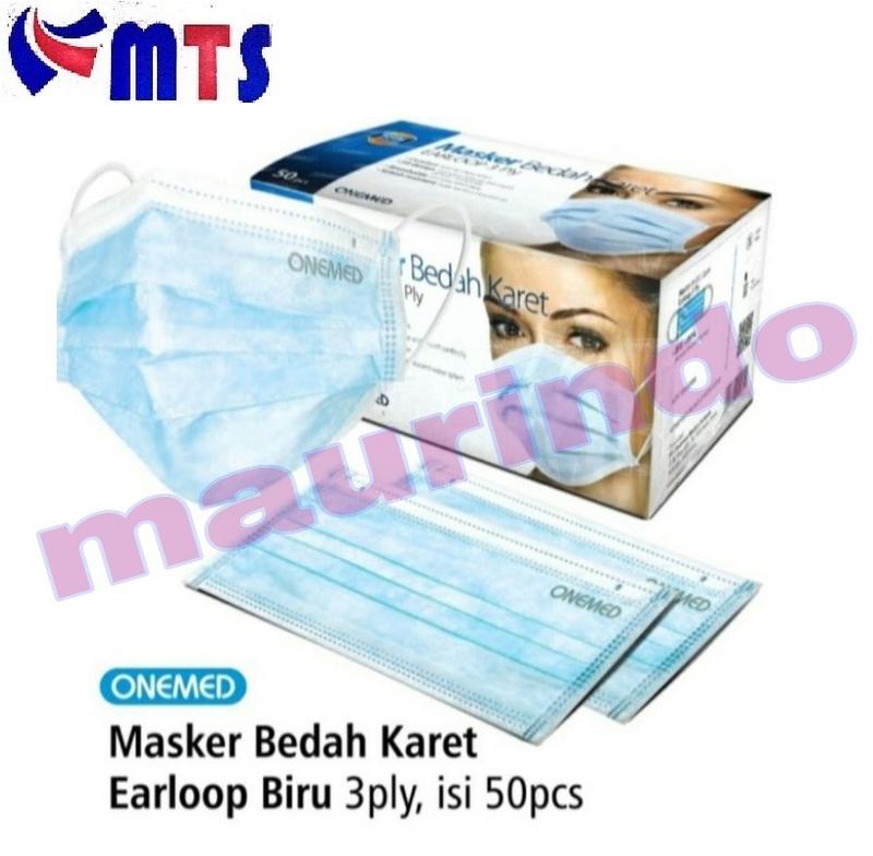 Onemed Masker Bedah BIRU 3 Ply BLUE Surgical Earloop Mask Is - Shop ...