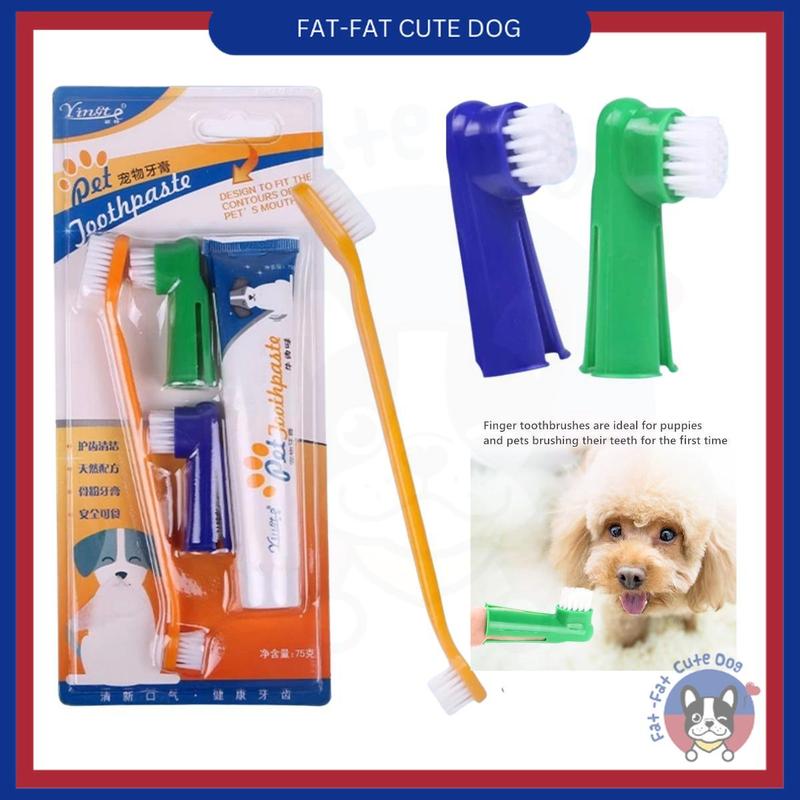 Fat Fat Cute Dog Pet Toothbrush Set with Beef/Vanilla Toothpaste ...