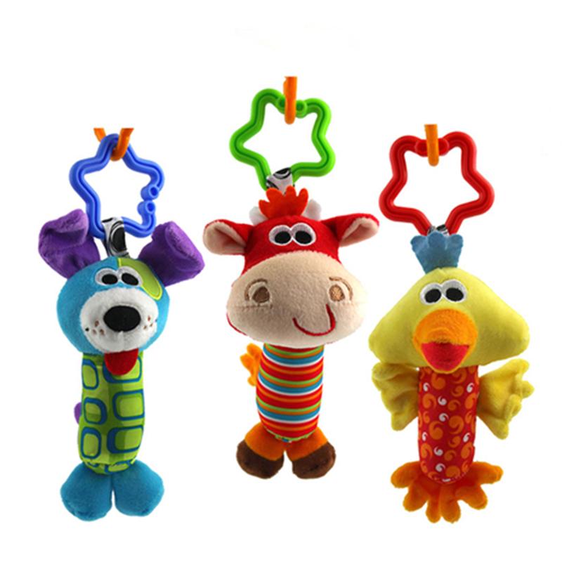 NEW 18cm Dog Cattle Bird Baby Toys Rattles Mobile Cartoon Animal ...