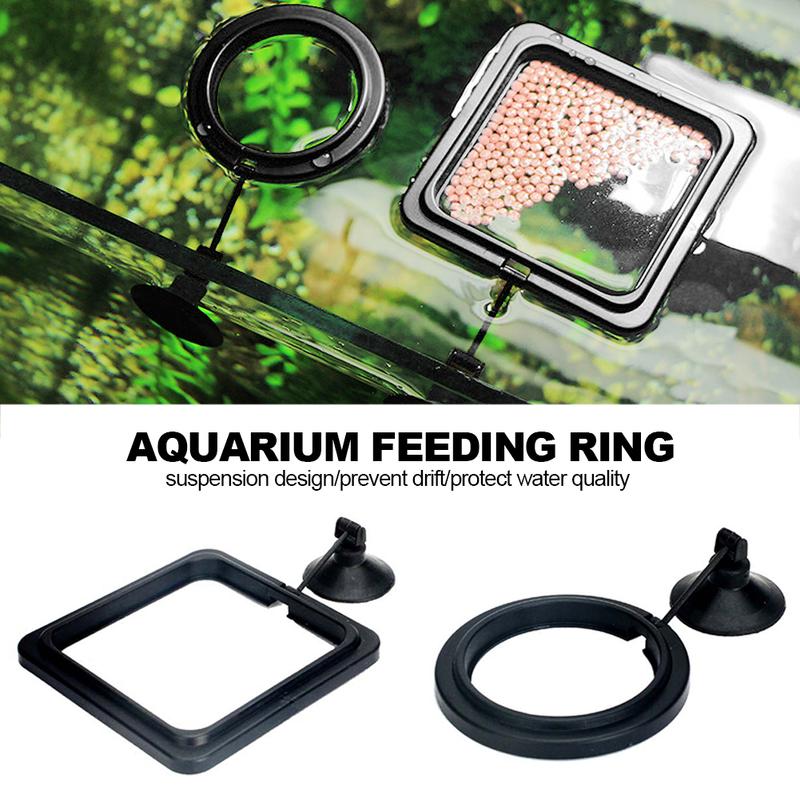 Black Aquarium Feeding Ring Fish Tank Floating Food Tray Feeder ...