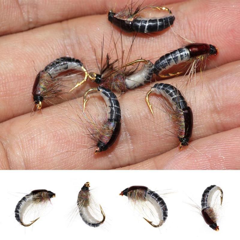 6pcs Realistic Nymph Scud Fly For Trout Fishing Artificial Lure ...