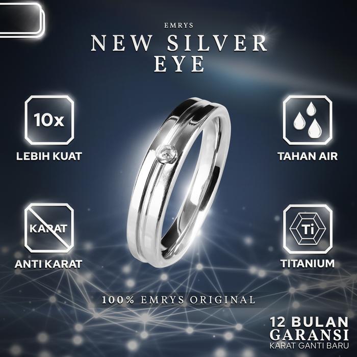 Promo Emrys Simple Ring NEW SILVER EYE Real Titanium Anti Karat Cincin ...