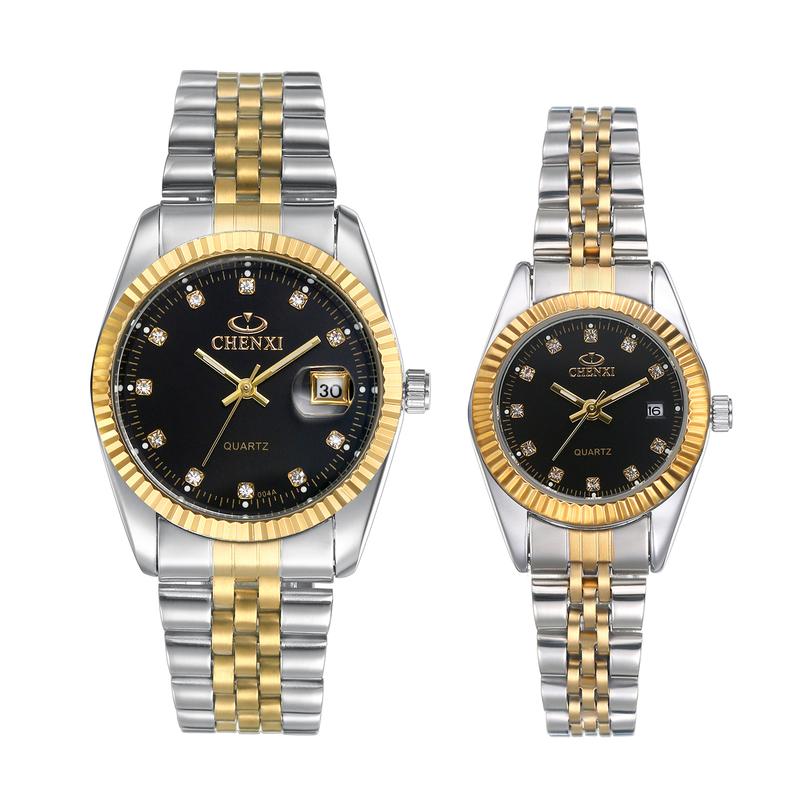 OIDEA Stainless Steel Couple Wrist Watches: Waterproof Round Dial ...