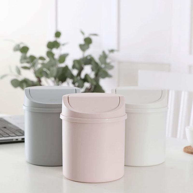 Mini Desktop Bin Small Trash Can Tube With Cover Bedroom Trash - TikTok ...