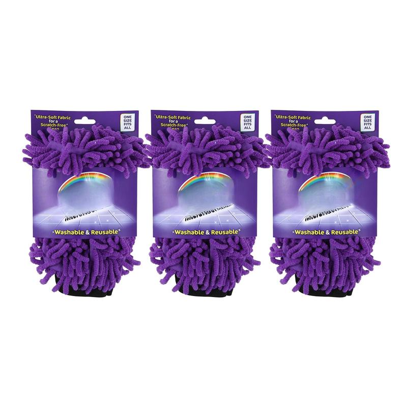 Microfiber Cleaning Mitt 3 Pack Purple | Lint-free Scratch-free Glove ...