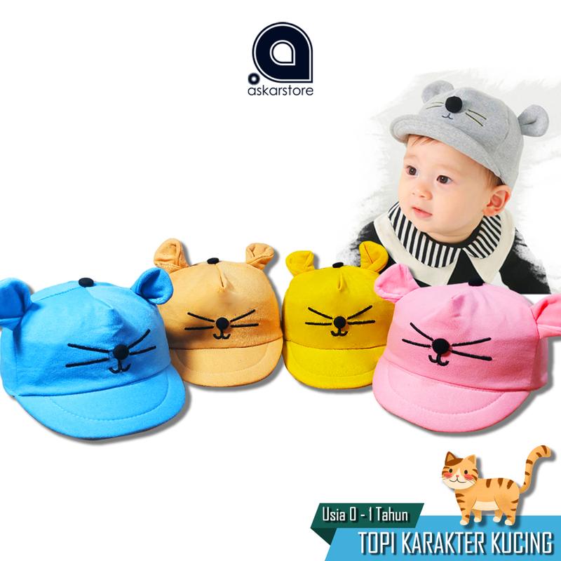 Topi Bayi Newborn Karakter Kucing Anak Laki laki Perempuan Usia - Shop ...