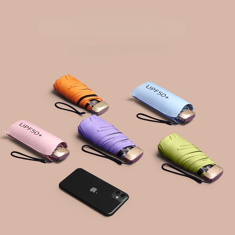 Mini Five Fold Women's Umbrella, Small UV Resistant Sunshade Portable ...