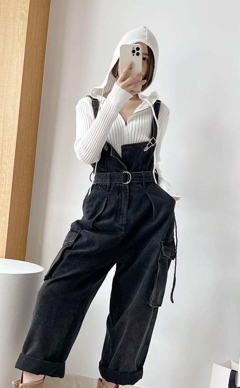 XJ0062 Jeans Overalll Premium Wanita Model Kodok Panjang Pendek Casual ...