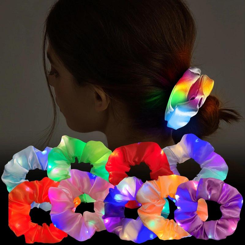 2PCS Colorful LED Luminous Scrunchies Hairband Ponytail Holder - TikTok ...