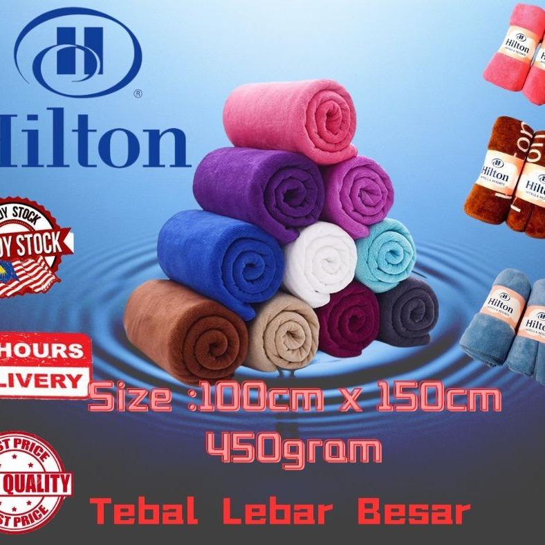 100cm x 150cm Towel Hilton Microfiber Tuala Hotel tebal / towel ...