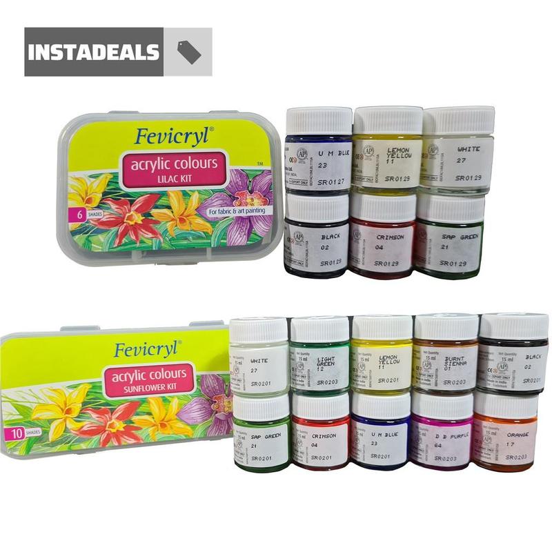 Fevicryl Acrylic Color Paint Kits | Lilac Kit (6 x 10mL) | Sunflower ...