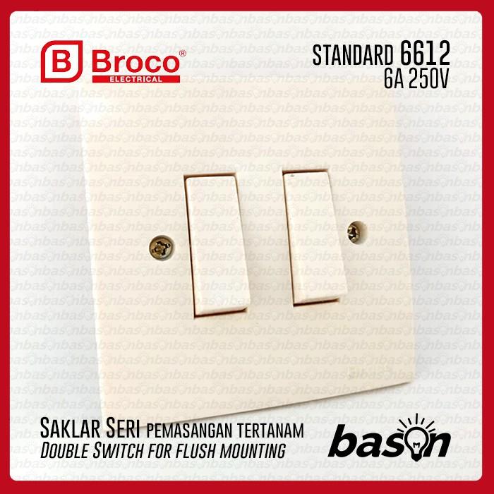 Promo BROCO 6612 STD Double Switch 6A 250V Cream | Saklar 2 Gang 1 Way ...