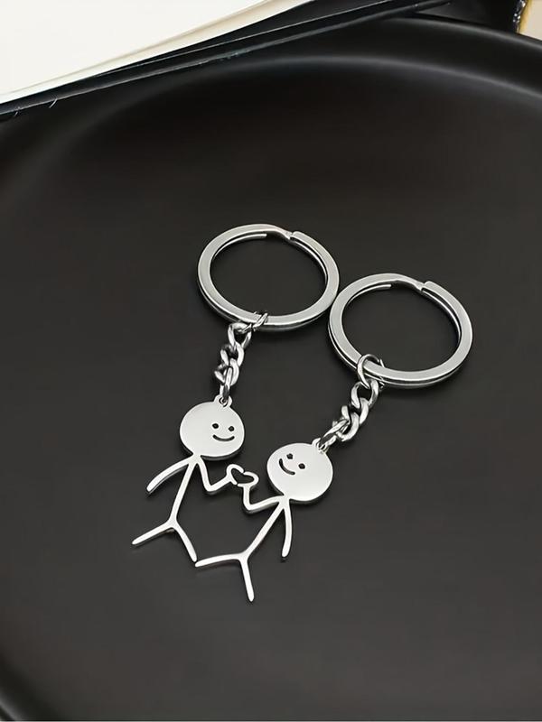 Cute Cartoon Stickman Design Heart Keychain, Fashionable Stainless ...