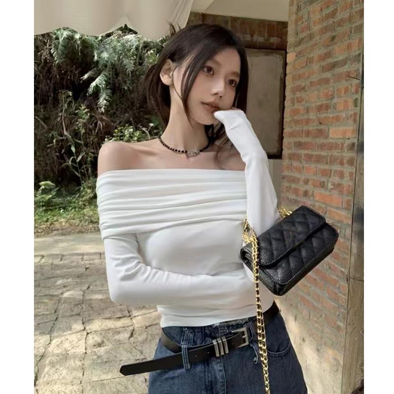 Baju Atasan Seksi, untuk Wanita, Lengan Panjang, Luar Bahu, Gaya ...