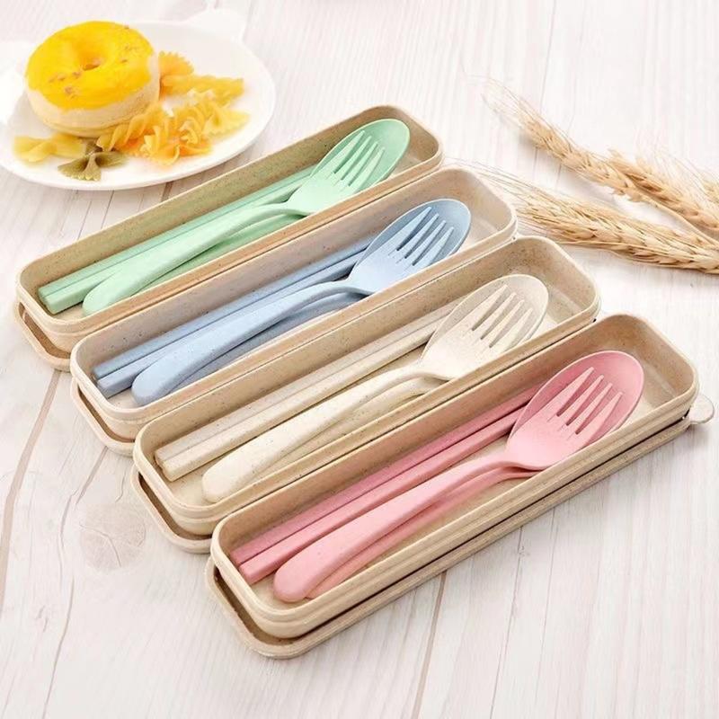 Sendok Set Jerami Wheat 3 in 1 Alat Makan Set Jerami Wheat Peralatan ...