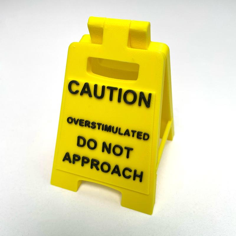 Caution Overstimulated Sign for Desk - Yellow Sign with Blac - TikTok Shop